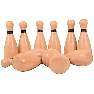 NI-ROU Outdoor Giant Lawn Bowling Games Wooden Lawn Set Fun Sports Games Outside or Indoor for Family Adults and Kids Backyard Skittles Carrying Bag with 10 Pins and 2 Balls