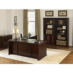 Martin Furniture Huntington Club 84'' Wood Bookcase, Storage Cabinet, Office Shelves, Cherry, Brown (HCR3684/D)