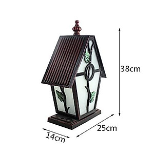MODEBHD European Traditional Victorian Glass Lantern Waterproof Outdoor Column Pillar Lamp E27 Fence Park Villa Parking Gate Gazebo Column Post Light Aluminum Rainproof Table Lights
