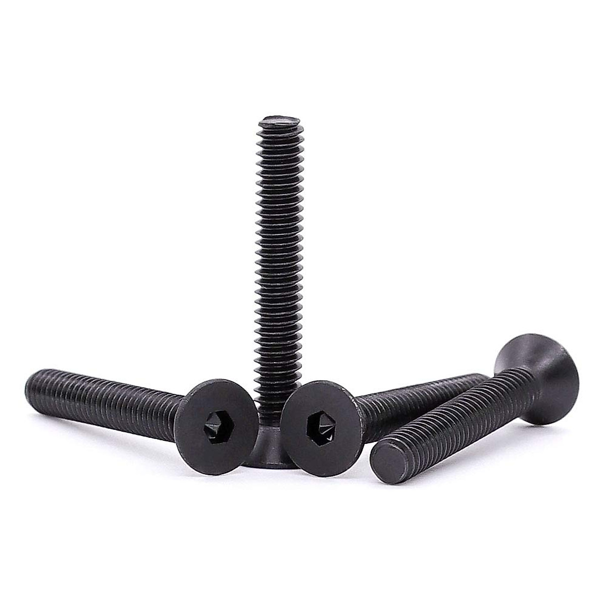 M6 x 12mm (50 PCS) Flat Countersunk Head Socket Cap Screws, 10.9 Grade Alloy Steel, Black Oxide, Allen Hex Socket Drive, Full Thread, Coarse Thread UNC