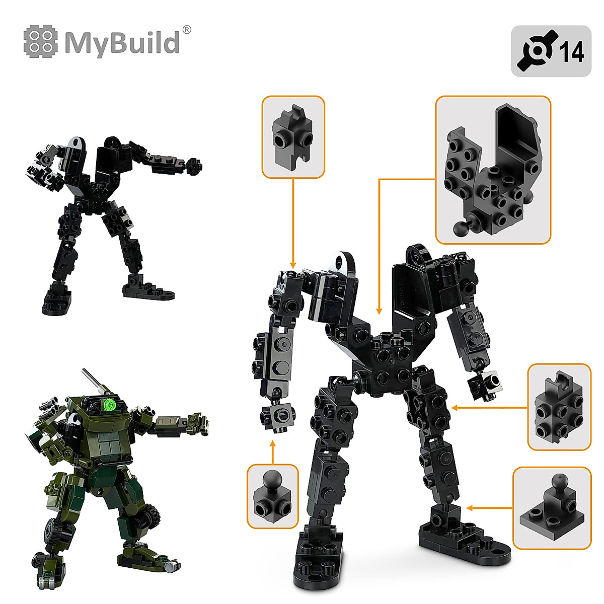 MyBuild Mecha Frame Armed Forces 7002 - Ajax Mech and Army Vehicle Building Toy Military Themed Builing Brick Set
