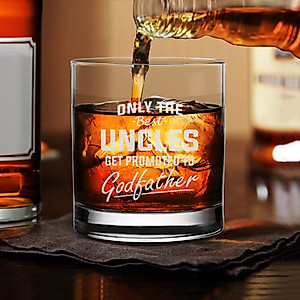 Only The Best Uncles get Promoted to Godfather Engraved Whiskey Glass Pregnancy Announcement Gift for Brothers Uncles