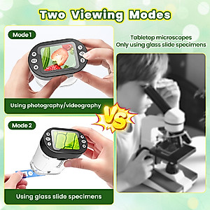 Skirfy Microscope Kids Toys, Science Kit with 1000x HD Video Photo Digital Mini Microscope, Family Day Games STEM Learning Educational Toys for Kids Age 6+, Easter Valentines Day Gifts for Kids