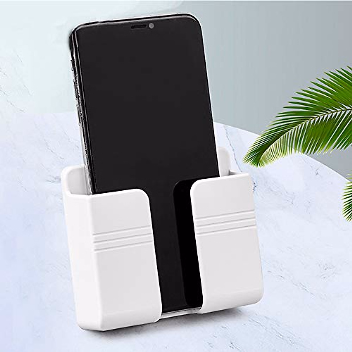 4PC Wall Mount Cell Phone Charging Holder, Black Adhesive Mobile Phone Wall Stand for Charger, Phone Holders for Shower Bed Wall