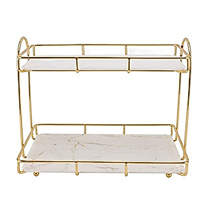 YWBL-WH 2 Tier Cosmetic Storage Shelf Bathroom Countertop Organizer Makeup Organizer Shelf Vanity Organizer Rack