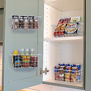 5 Pack Wire Storage Baskets, Hanging Wall Basket Premium Metal Storage Bin Organizer Basket for Home Office Kitchen Pantry Bathroom Countertop