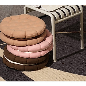 14'' Biscuit Shaped Seat Cushion Short Plush Pillow for Livingroom Decor Graduation Gift (Pink)
