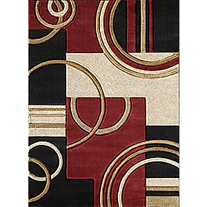 GLORY RUGS Area Rug Modern 5x7 Dark Red Soft Hand Carved Contemporary Floor Carpet with Premium Fluffy Texture for Indoor Living Dining Room and Bedroom Area.