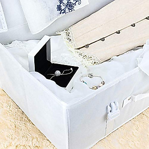 HANGERWORLD Large White Wedding Dress Box Storage with Acid Free Tissue Paper Wedding Dress Preservation Box Under bed Storage and Travel Case