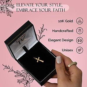 Takar Solid 10k Gold Cross Pendant For Men and Women. Gold Cross Charm, Real Gold Sparkle-Cut Crosses Charms, Religious Christian Jewelry for Women, Available In Rose Gold, Yellow Gold, and White Made In the USA.