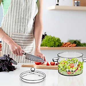 Pots Glass Cooking Pot, Clear Glass Pot Saucepan with Lid, Pot Stew Pot Double-Handle Cookware Microwave Stove Dishwasher Safe Pot for Milk Pasta Noodles Soup, 1350mL Oven