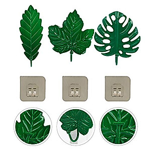 Cabilock 3pcs Leaf Shaped Wall Hooks Decorative Iron Towel Hooks Wall Hanging Coat Key Hooks Clothes Hangers Home Decoration (Green)