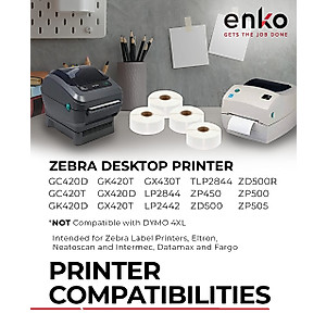 enKo 1.5 x 1 Inch Direct Thermal Labels (6 Rolls, 3120 Labels) Adhesive 1-1/2 x 1 Labels (1 in Core) Use as Barcode Labels, Address & Book Spine Labels - Compatible with Zebra Rollo Label Printer