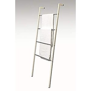 Asta Metal Towel Ladder with 4-Tier Stainless Steel Storage Rungs. Powder-Coated Metal Storage Rack for Bathroom, Bedroom and Laundry Room. B601 (Light Beige)