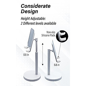 KN FLAX Cell Phone Stand with Mirror Mobile Phone and iPad Holder for Desk with Adjustable View Angle & Height, Handsfree Smart Phone Cradle, Dock for Office Kitchen Traveling Accessories - Pink