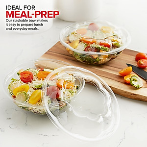 Stock Your Home 24oz Clear Plastic Salad Bowls with Lids Disposable (50 Pack) Small Takeout Container with Snap on Lid for Fruit Salads, Quinoa, Lunch and Meal Prep, Acai Bowl, To-Go Party Containers