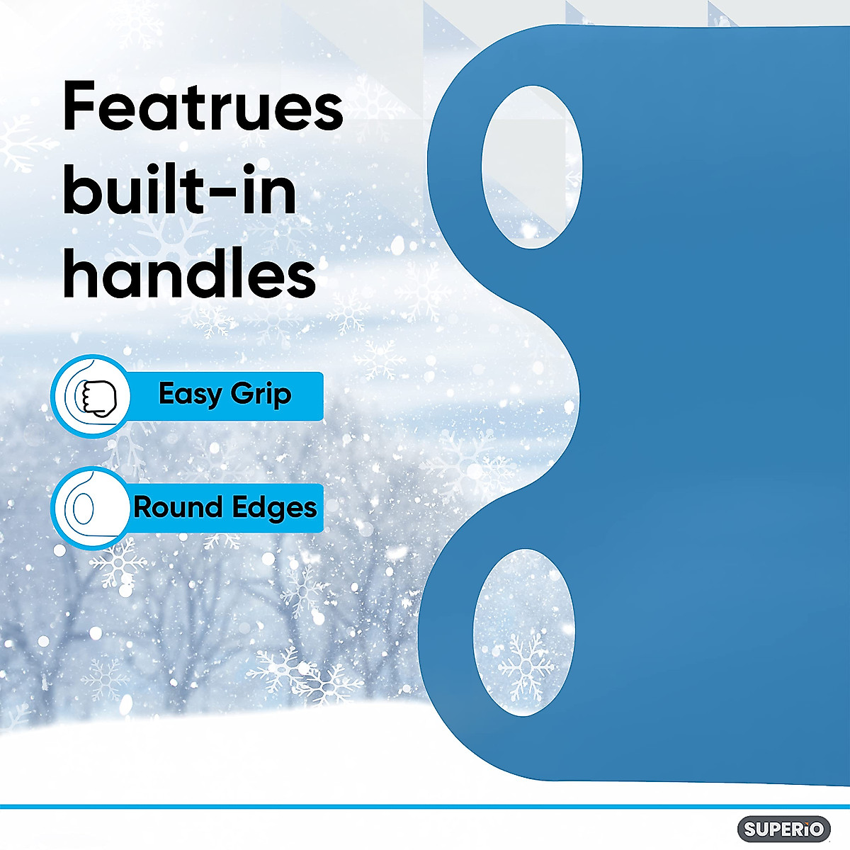 Superio Snow Slider Mat, Flexible Snow Sled Flying Carpet, Roll up Sleds for Kids and Adults 54" Lightweight Portable Plastic Snowboard Sled (Blue/Red)