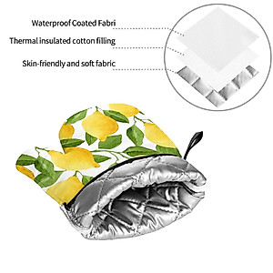 Yellow Lemon Oven Mitts and Pot Holders Set of 4, Oven Mittens and Potholders Heat Resistant Gloves for Kitchen Cooking Baking Grilling BBQ