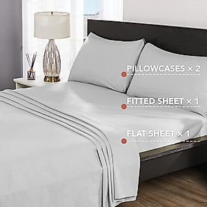 Deconovo Bed Sheets California King Sheet Sets Light Grey Cal King Microfiber 16" Deep Pocket 1800 Thread Count Luxury Comfort Bedding Silky Soft Touch 4 Pieces Pillowcases Flat Sheet & Fitted Sheet