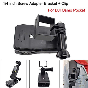 Toxz Expansion 1/4 inch Screw Adapter Bracket + Clip for DJI Osmo Pocket Handheld Gimbal Stabilizer,OSMO Pocket Camera Stand with Clip,Quick Disassemble,for Microphones/Flashes/Bicycle Stands etc