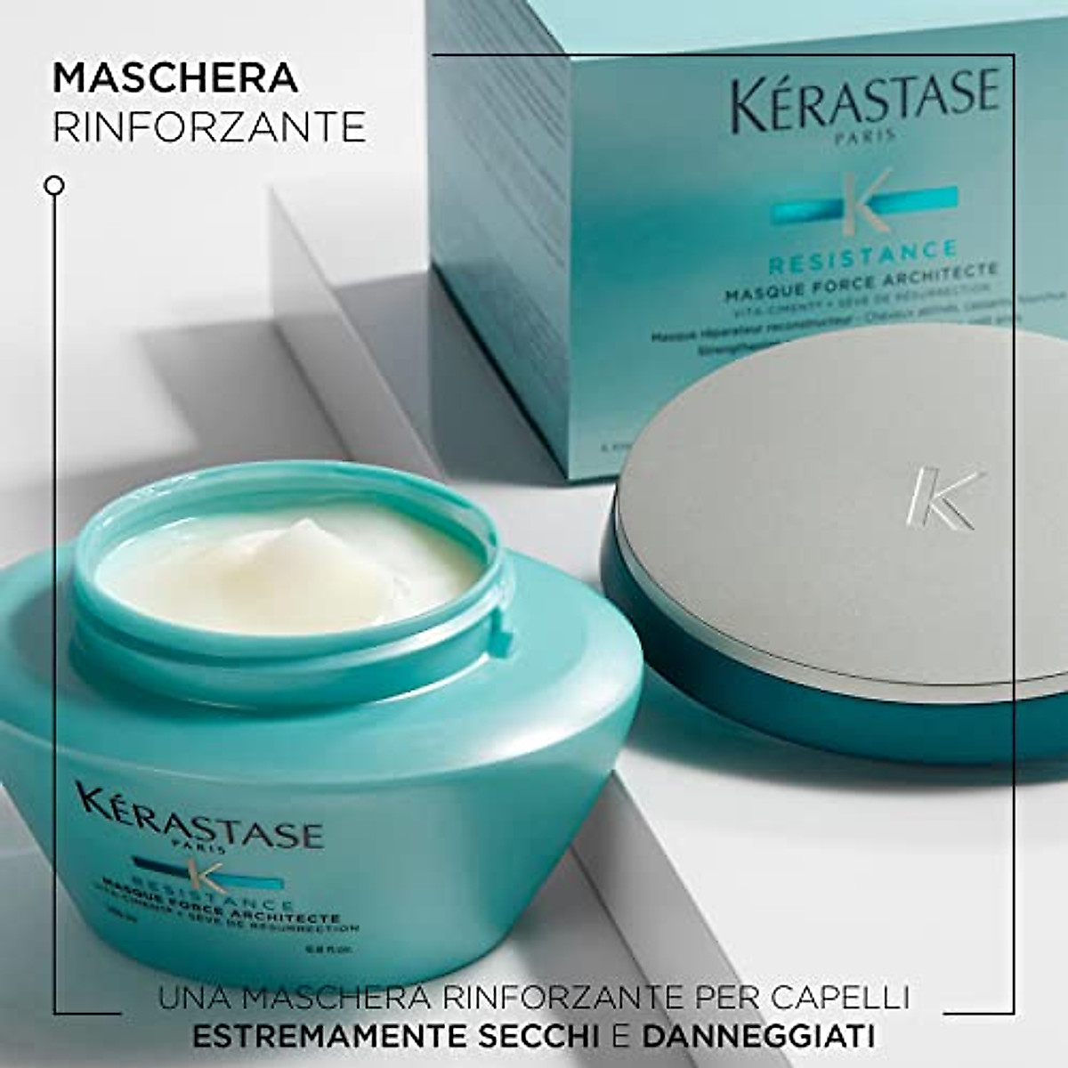 Kerastase Resistance Masque Force Architecte Hair Mask | Reconstructing Hair Mask | Strengthens Hair and Prevents Breakage | With Ceramides and Pro-Keratine Complex | For Dry & Damaged Hair | 6.8 Fl Oz