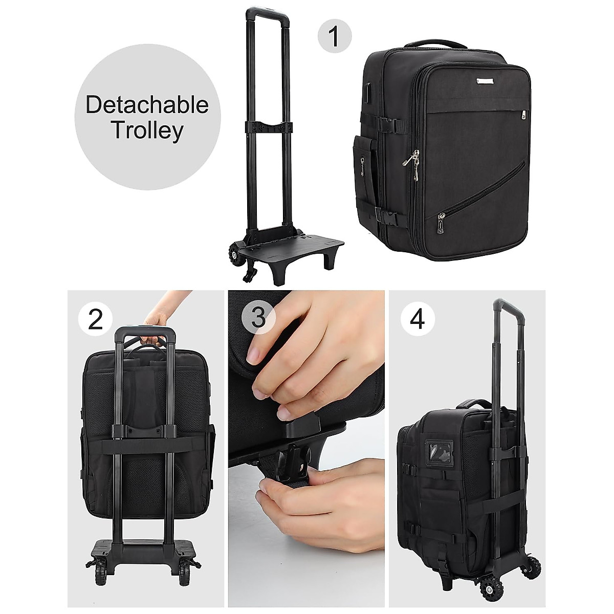 Relavel Barber Travel Backpack, Rolling Makeup Train Case Hairstylist Traveling Bag for Hairdressers and Makeup Artists, Heat Insulation Layer and Adjustable Dividers Cosmetology Case on Wheels