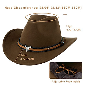 DOCILA Cowboy Hat Men Women Western Cowgirl Hats Felt Sombrero Vaquero para Hombre Country Ranching Rodeo Outfit Accessories Brown