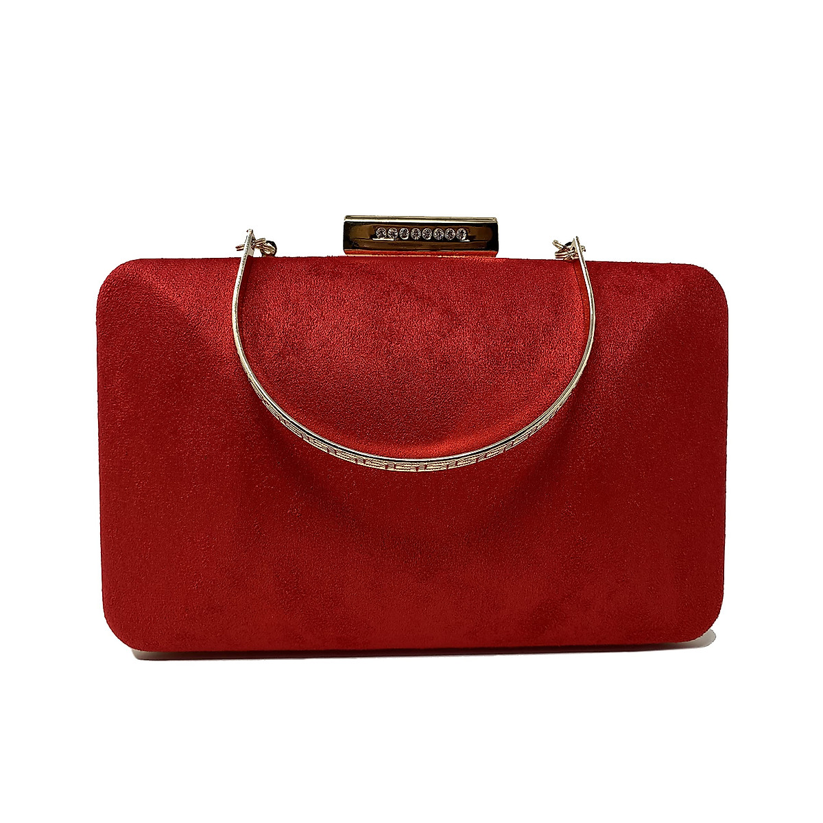 Cirilla Women Velvet Evening Bag Clutch Purse Crossbody Bag With Handle and Chain for Wedding Cocktail Party Banquet (Red)