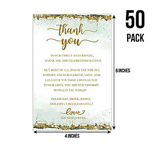 TENTADO 50 Wedding Thank You Place Cards, Thank You Table Sign, Wedding Reception Thank You Cards, Perfect for Table Centerpieces and Wedding Decorations, 4X6 inch.