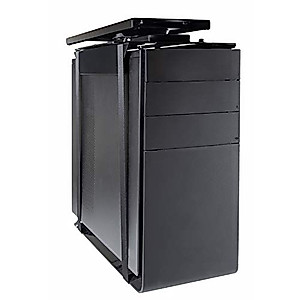 Mount-It! Under Desk CPU Mount with Adjustable Straps, Computer Tower Holder with Sliding Track and 360 Degree Swivel, 22 Lb Capacity, Black