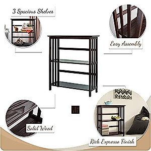 Casual Home Mission Style 3-Shelf Bookcase, Espresso