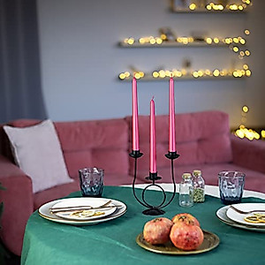CANDWAX 10 inch Taper Candle Sticks Long Burning Set of 12 - Dripless Dinner Candles for Table Look Like Matte Metallic Candles and are Ideal for Any Occasion - Pink Glitter Taper Candles