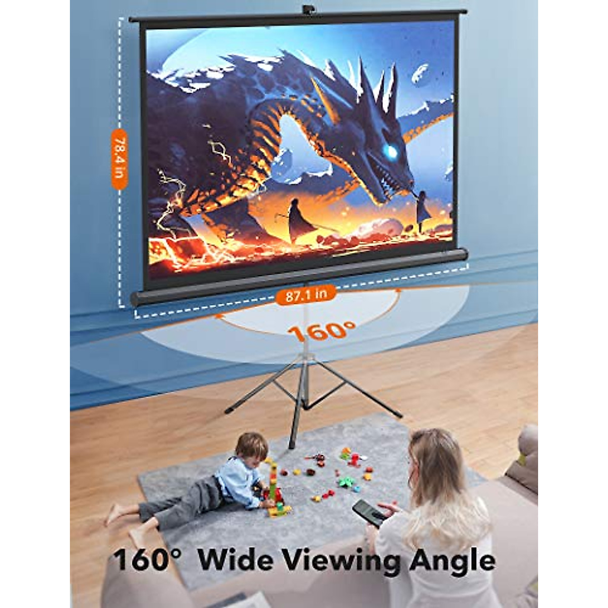 Orgtoy 100-Inch Portable Projector Screen for Indoor & Outdoor Use