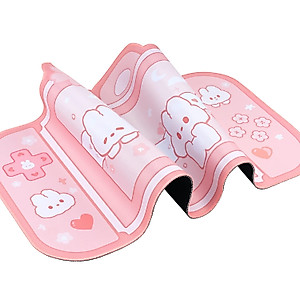 BelugaDesign Bunny Desk Pad | NS Switch Keyboard Gaming Mat Large Mat Mousepad | Pastel Pink Easter Animal Kawaii Cute Anime Desk Blotter Protector (Pink Rabbit, Large)