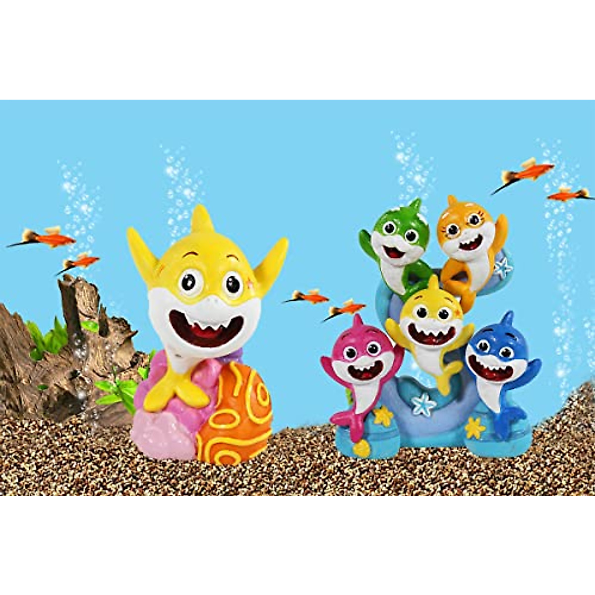 Penn-Plax Baby Shark 2-Piece Aquarium Decoration Bundle – Safe for Freshwater and Saltwater Fish Tanks – Small