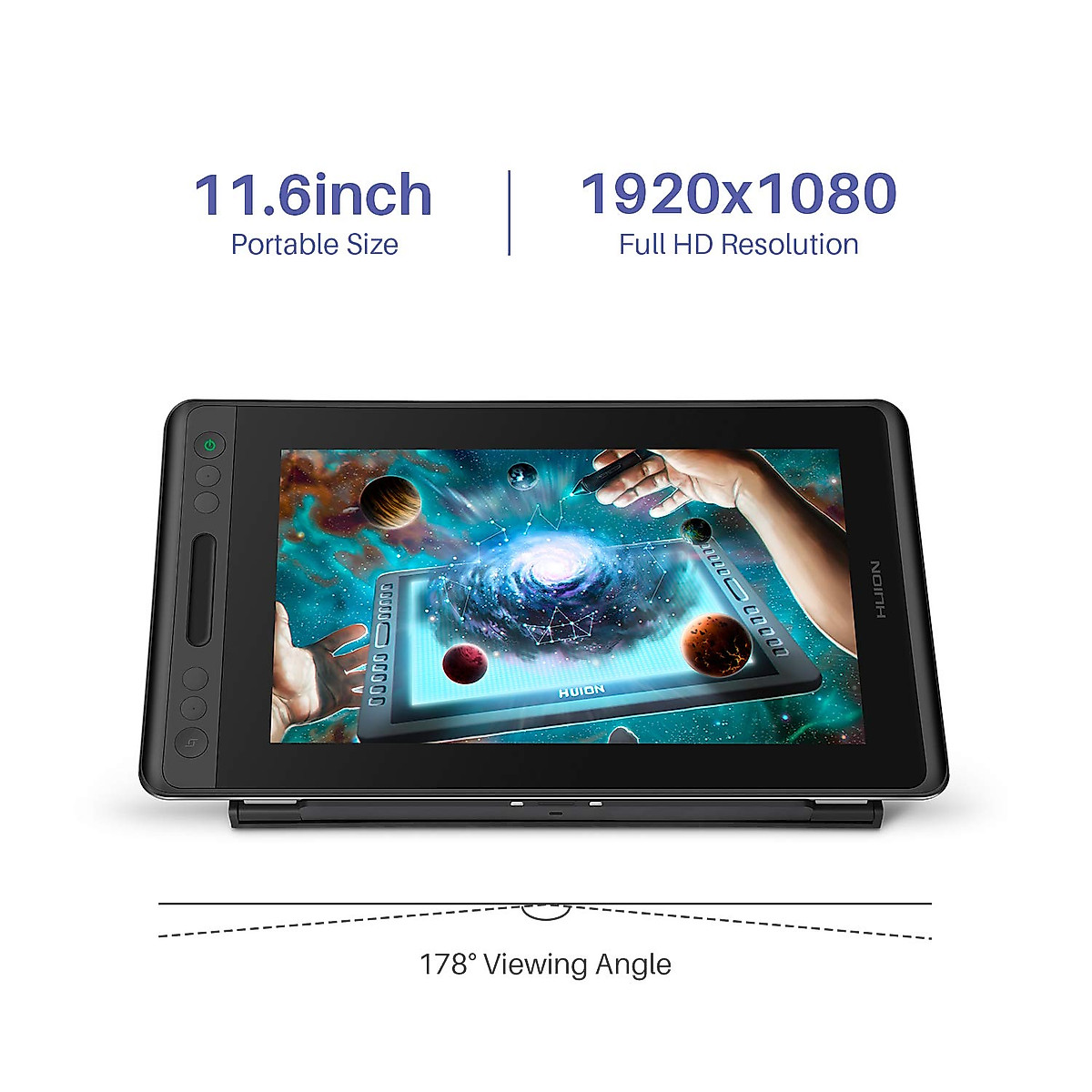 HUION KAMVAS Pro 12 Graphics Drawing Tablet with Screen Full Laminated Tilt 8192 Pen Pressure Battery-Free Stylus Adjustable Stand Compatible with Windows/Mac/Linux, 11.6 Inch Pen Display