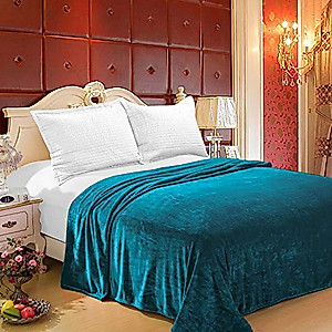 Home Must Haves Solid Color All Season Extra Soft Warm Cozy Sofa Couch Throw Bed Premium Blanket (Queen, Turquoise)