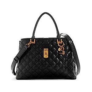 GUESS Gaia Triple Compartment Satchel, Black