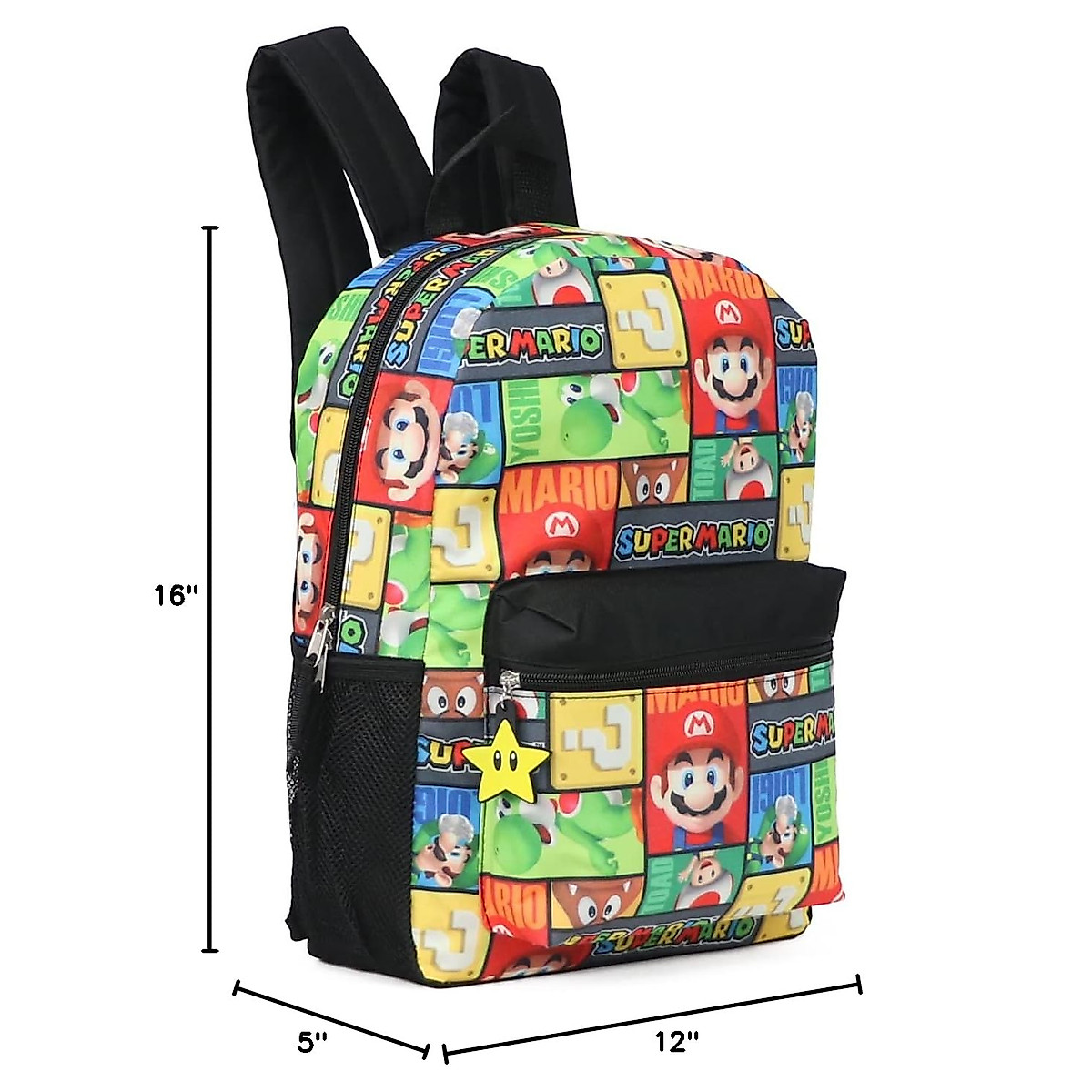 Super Mario 16" Allover Print Character School Backpack