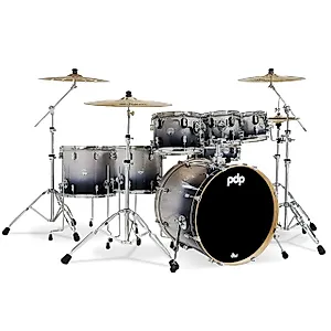 PDP By DW 7-Piece Concept Maple Shell Pack with Chrome Hardware Silver to Black Fade