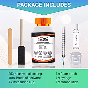 NGOODIEZ Sublimation Coating for Mugs, Ceramic Mugs, Metal Mug, Wood, Glass, Phone Case, Leather, Tumbler - Sublimation Supplies with High Gloss Finish, Waterproof and Super Adhesive - 250ml