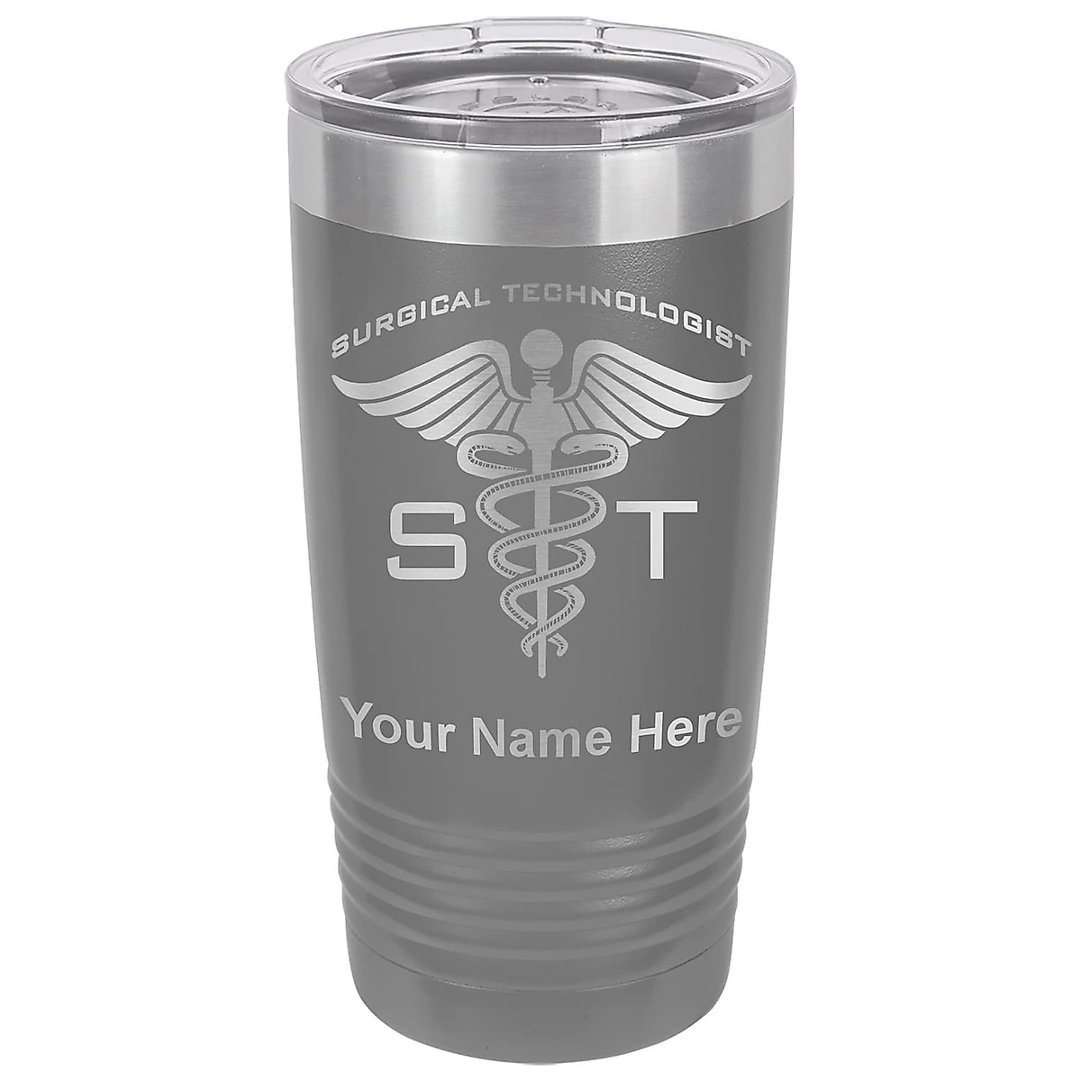 LaserGram 20oz Vacuum Insulated Tumbler Mug, ST Surgical Technologist, Personalized Engraving Included (Gray)