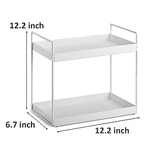 Aisung 2-Tier Bathroom Countertop Organizer Vanity Tray Cosmetic & Makeup Storage Kitchen Spice Rack Standing Shelf, White