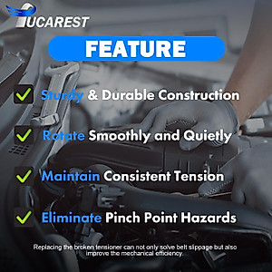 TUCAREST 38485 (For 3.5L 3.7L) Drive Belt Tensioner Pulley Assembly Fit For 07-14 Fo-rd Edge, 11-19 Explorer, 09-19 Flex Taurus /09-16 Li-ncoln MKS MKZ, 10-19 MKT MKX /07-15 Ma-zda CX-9 [# BT4Z6B209B]