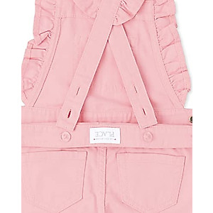 The Children's Place Baby Toddler Girls Ruffle Overalls 2-Piece Set, Simplywht, 5T