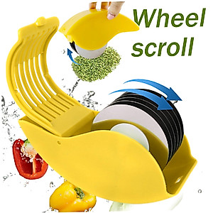 Herb Stripper Herb Chopper with 6 Blade Manual Herb Chopper Stainless Steel PP Herb Cutter Sharp Detachable Washable for Cilantro Scallion Parsley Yellow