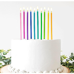 Cwise-100 Count Rainbow Birthday Candles -Long Thin Cake Candles - Giant Pack Colorful Pencil Candles Birthday Candle - Birthday, Celebration, Wedding. Cake Decorations (100 PCS)