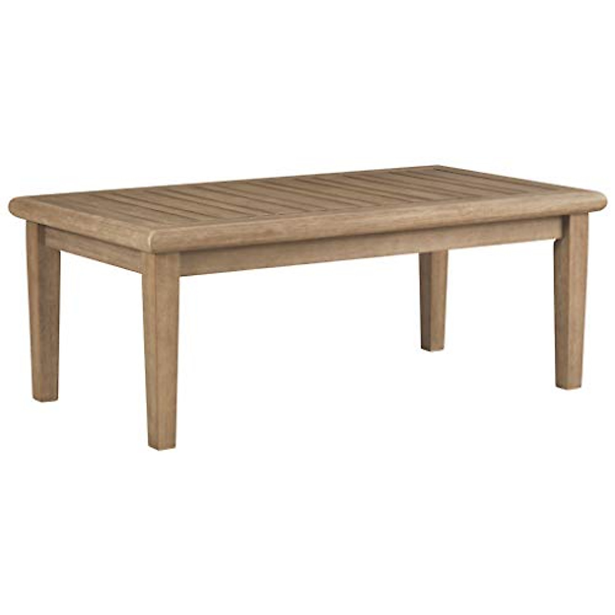 Signature Design by Ashley Gerianne Outdoor Rectangular Eucalyptus Wood Slat Top Coffee Table, Beige