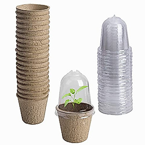 EBaokuup 20pcs Biodegradable Pots with Humidity Dome,2.3" Plant Nursery Pots with Humidity Dome,Seed Starter Pots Biodegradable Peat Pots for Seedlings,Vegetables