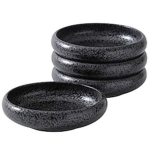 Uaral Japanese Plates Serving Dishes,Salad Bowl Set,Dessert Plate,Appetizer Plate Set of 4,5.5inch(Black Speckled)